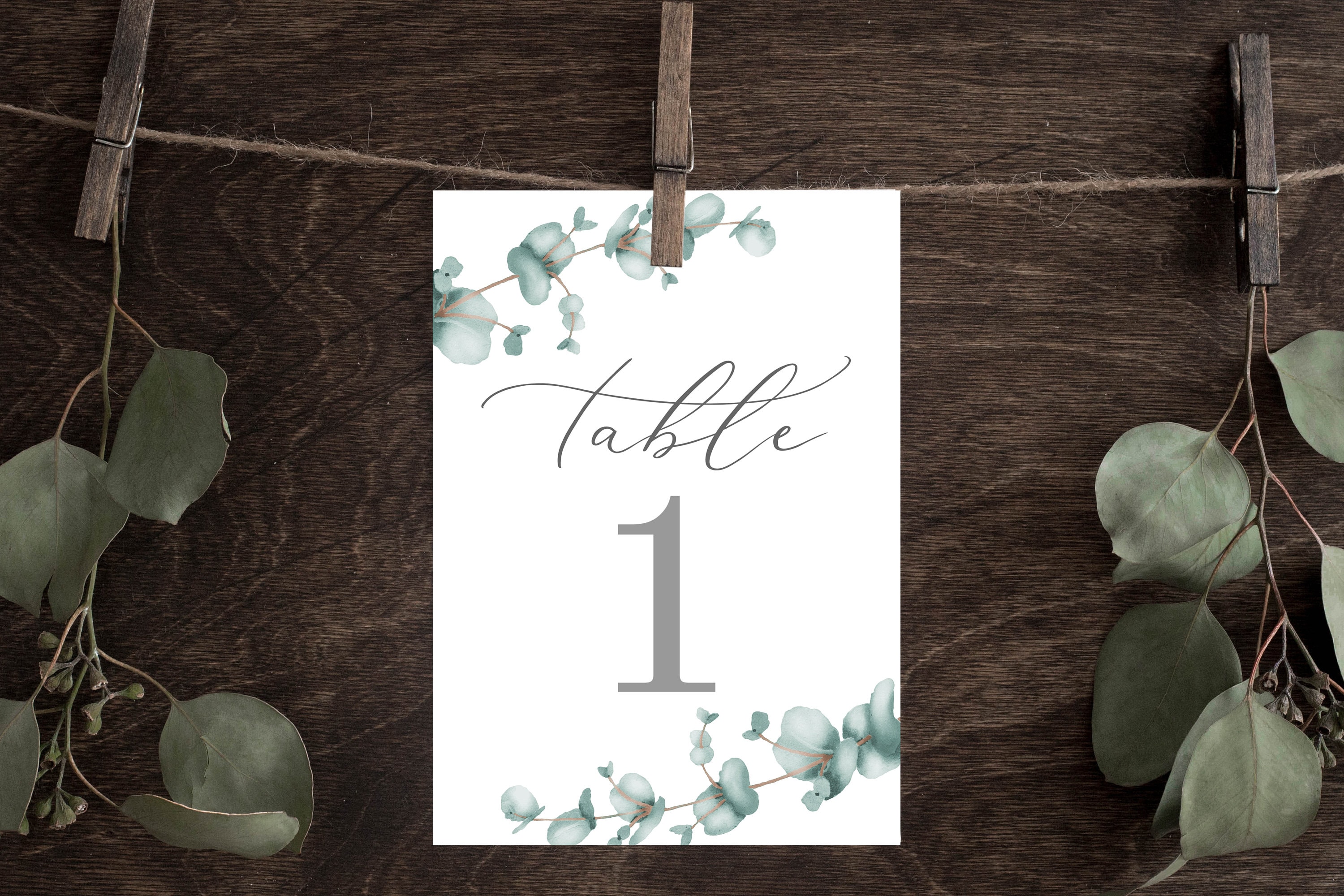 Eucalyptus Table Numbers Greenery Wedding Decor Printable | Etsy