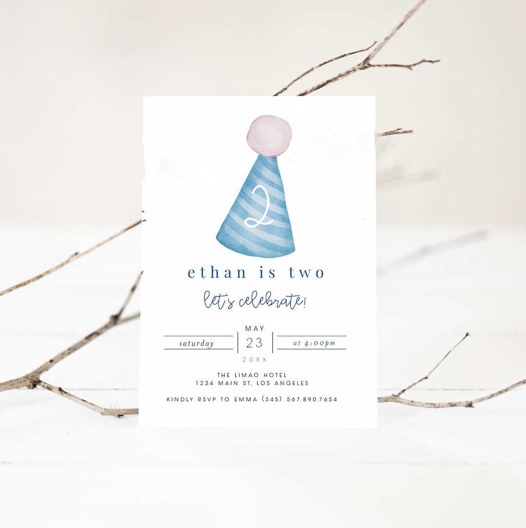 Boy Second Birthday Invitation Digital Download, Editable Boy Birthday ...