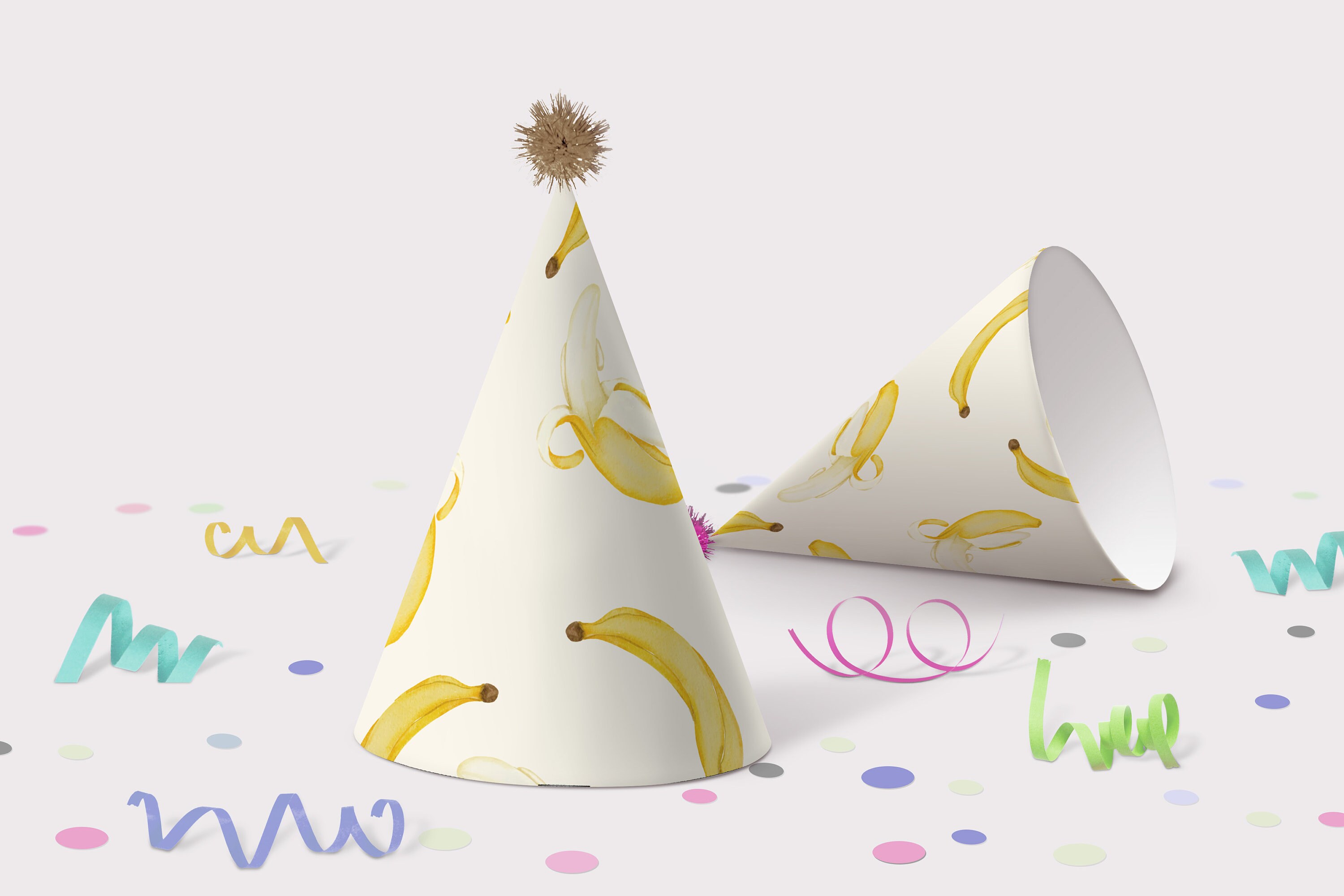 Banana Party Hat Printable, Banana Party Decorations, Tropical Summer ...