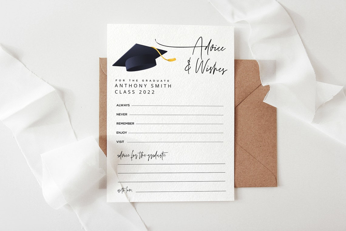 Graduation Advice and Wishes Card Template Wishes for the - Etsy