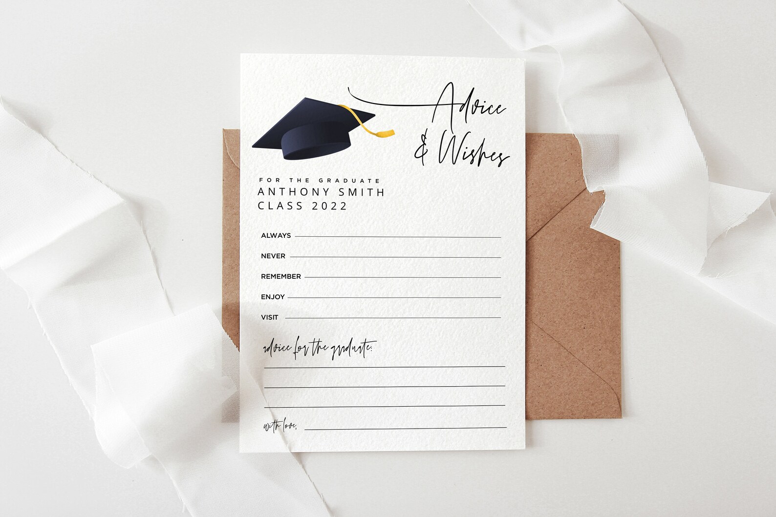 Graduation Advice and Wishes Card Template Wishes for the - Etsy