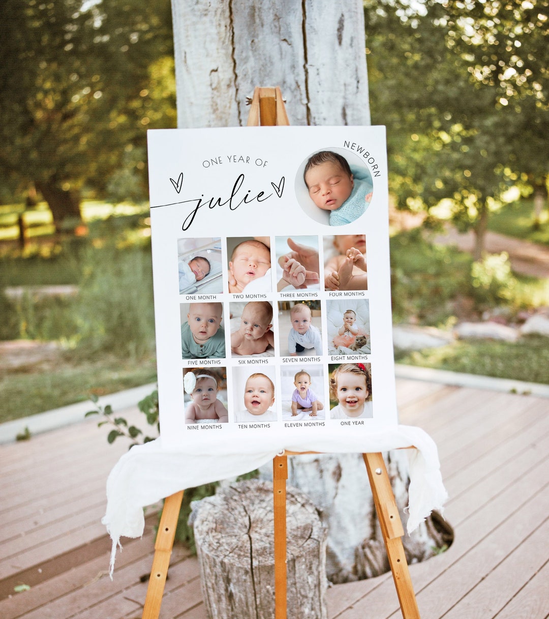 Editable Baby's First Year Poster Template, Modern 1st Birthday Photo ...