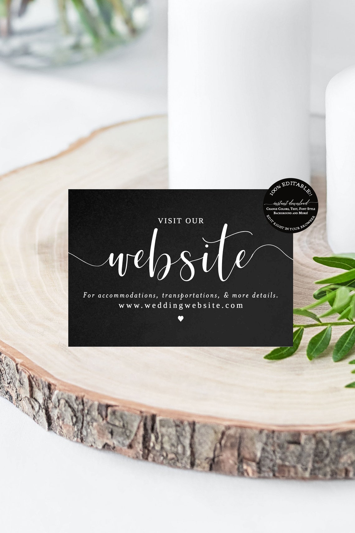 Wedding Website Card Insert Template, Editable Website Card, Wedding ...