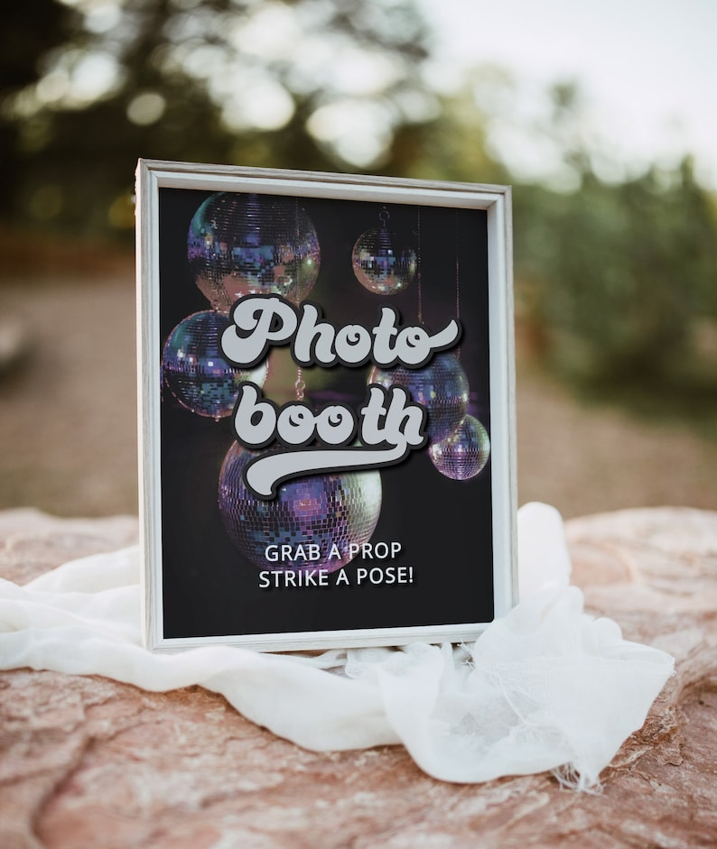 Retro Groovy Photo Booth Sign, Disco Ball Photo Booth Sign Template ...