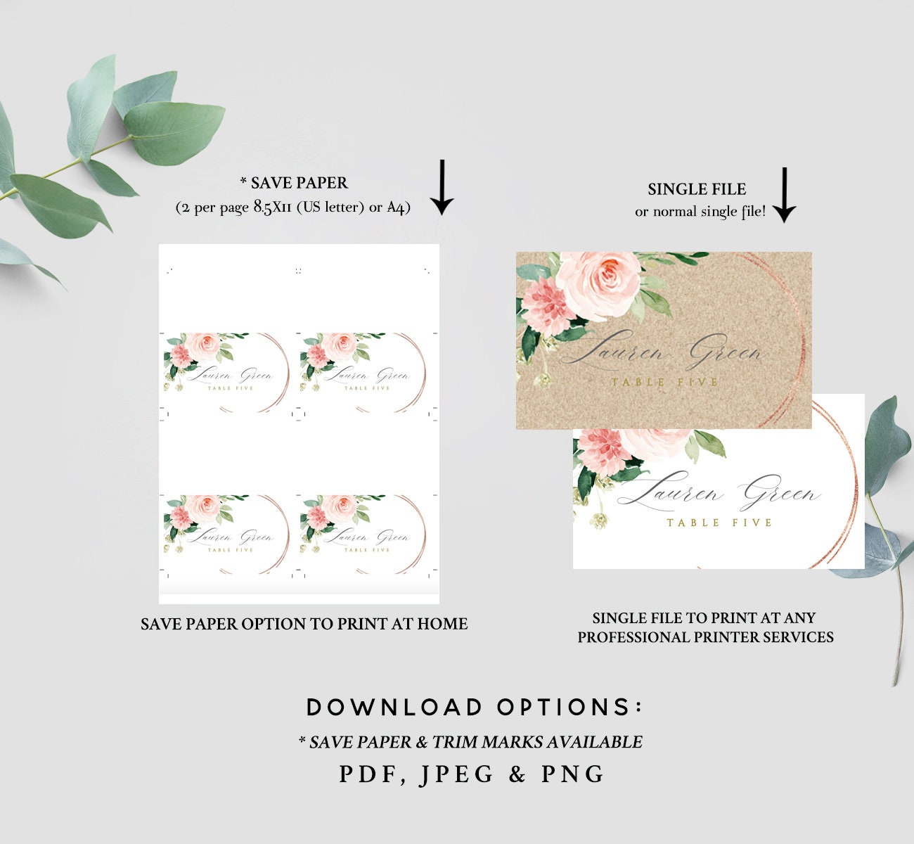 Editable Place Card Template DIY Place Cards Printable | Etsy