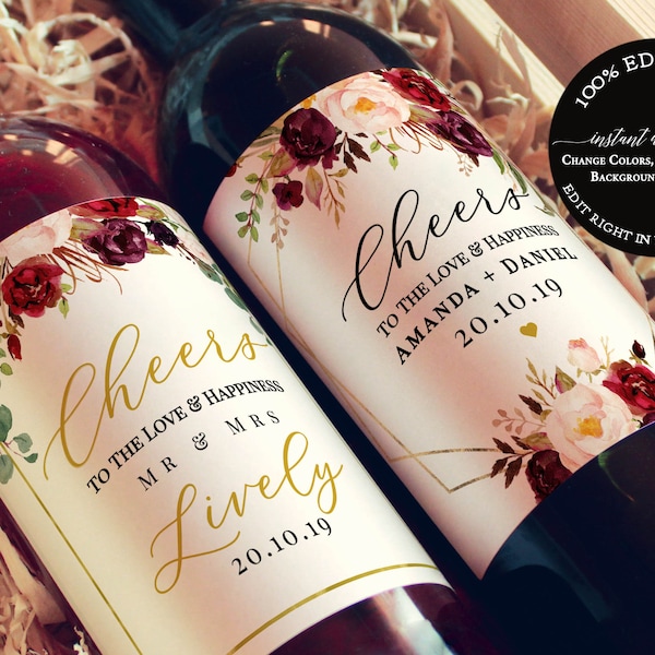 Wedding Wine Labels - Etsy
