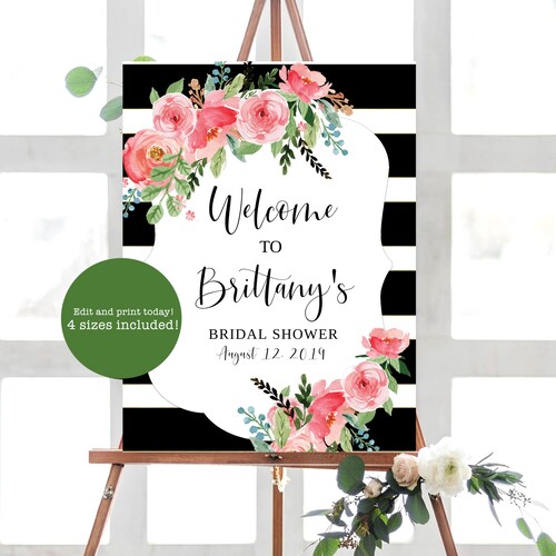 Bridal Shower Welcome Kate Sign Template 24x36 - Etsy