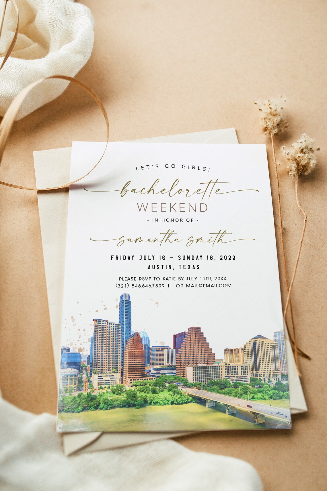 Austin Texas Bachelorette Invitation & Itinerary Template, Texas ...