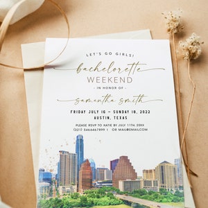 Austin Texas Bachelorette Invitation & Itinerary Template, Texas ...