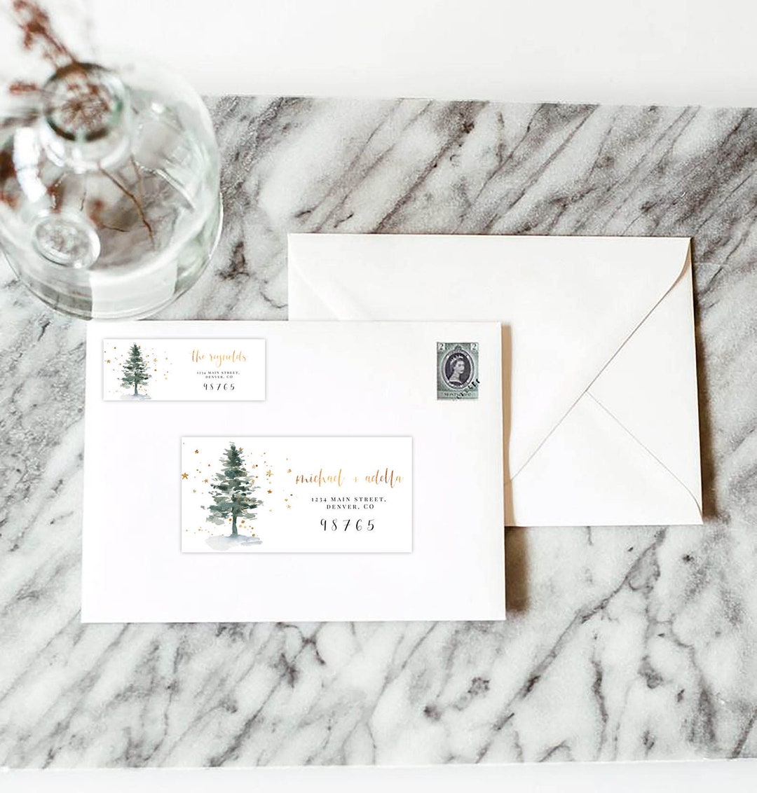 Christmas Address Label Template, Modern Holiday Recipient Address ...