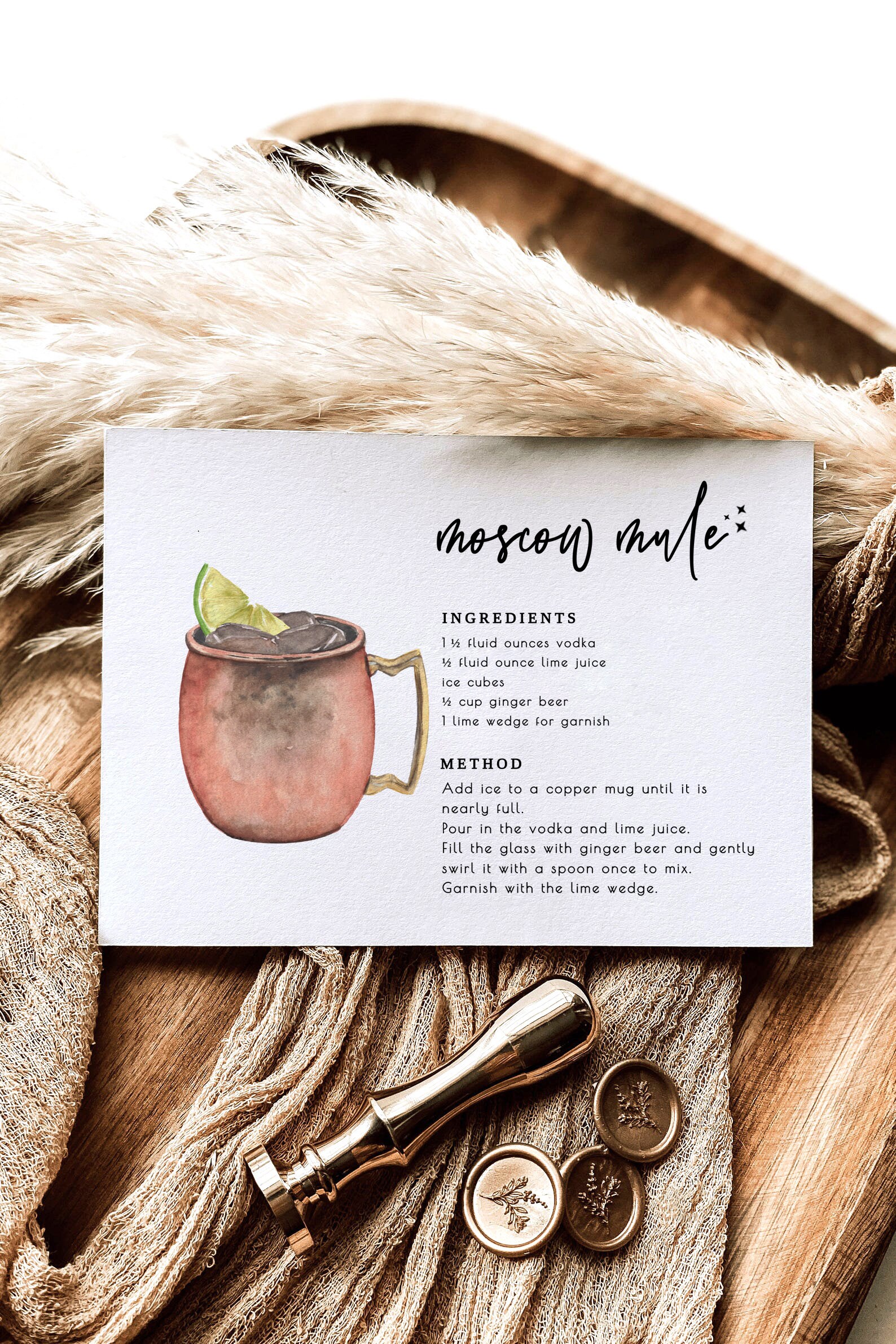 Moscow Mule Recipe Card Moscow Mule Art Modern Bar Decor | Etsy