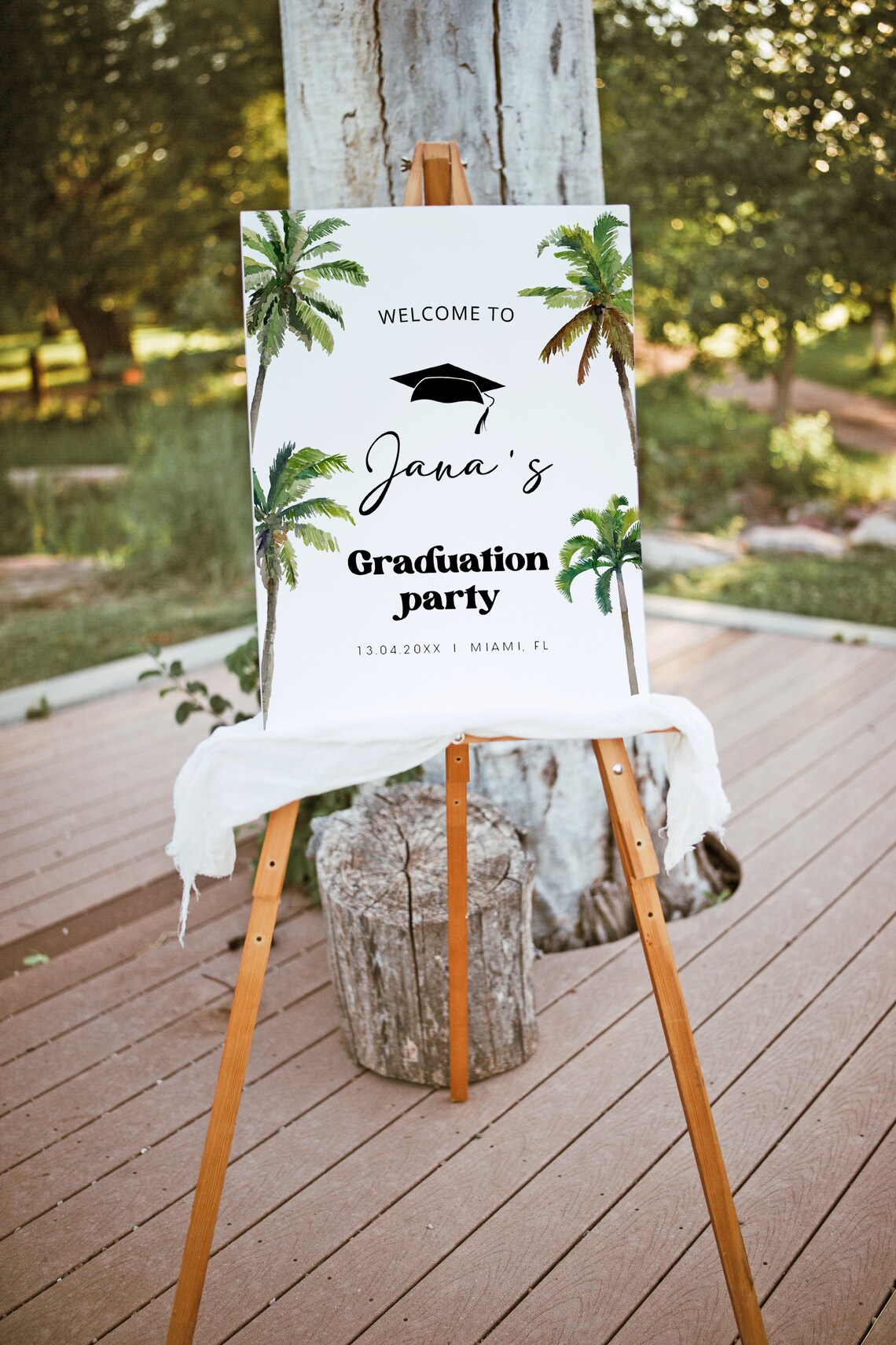 Tropical Graduation Welcome Sign Printable, Palm Tree Welcome Poster ...