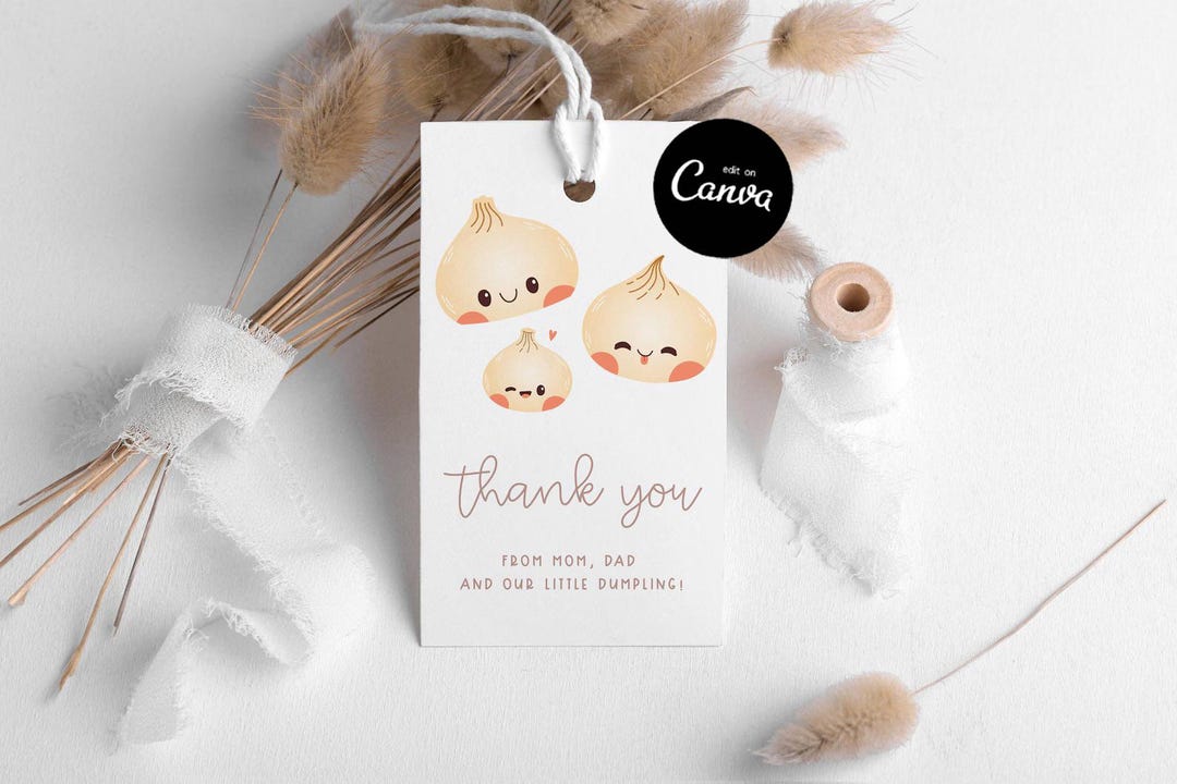 Dumpling Thank You Tags Printable, Bao Dumpling Baby Shower Favor Tags ...