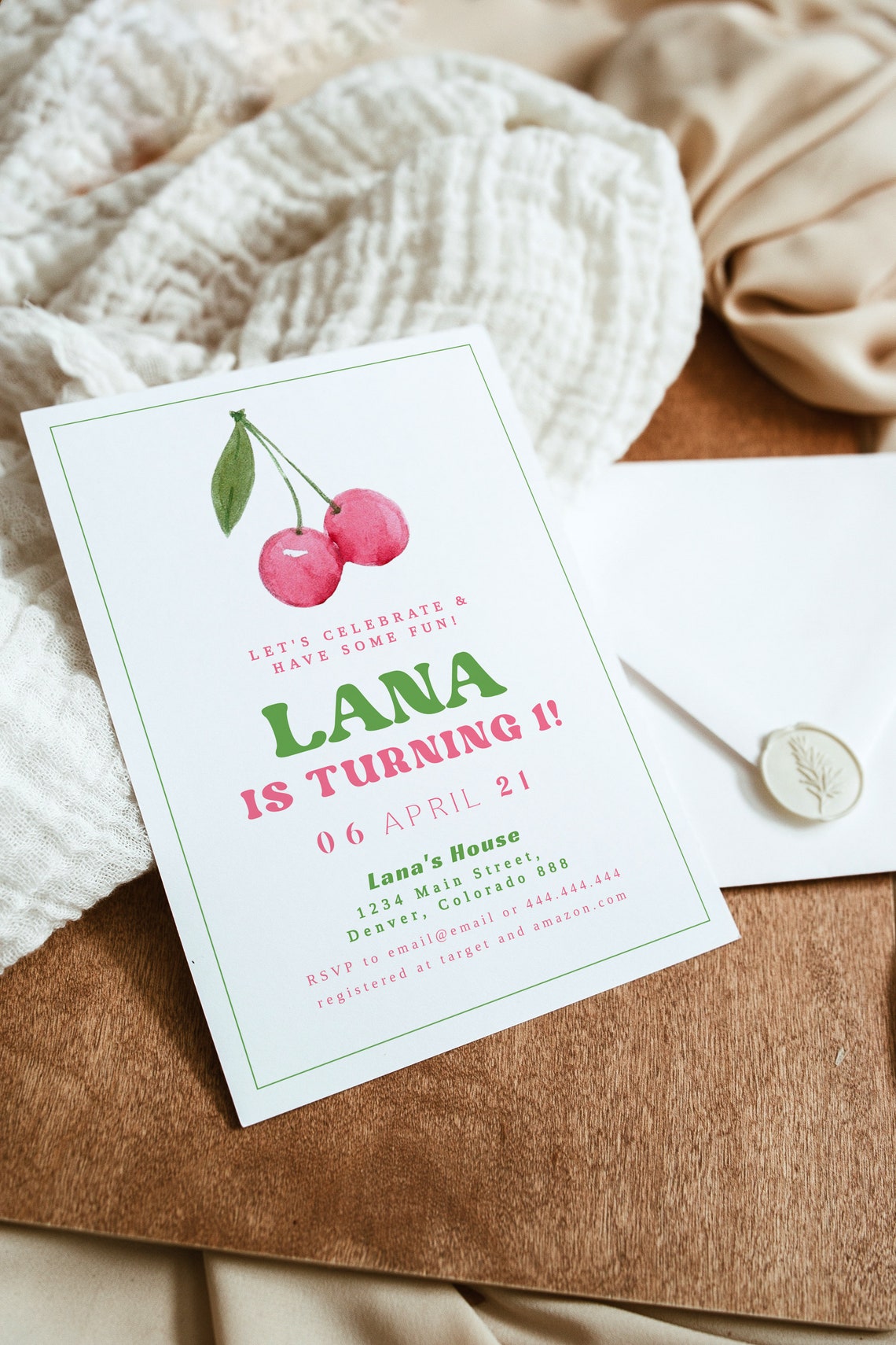 Cherry Birthday Invitation Cherry Birthday Invitation - Etsy