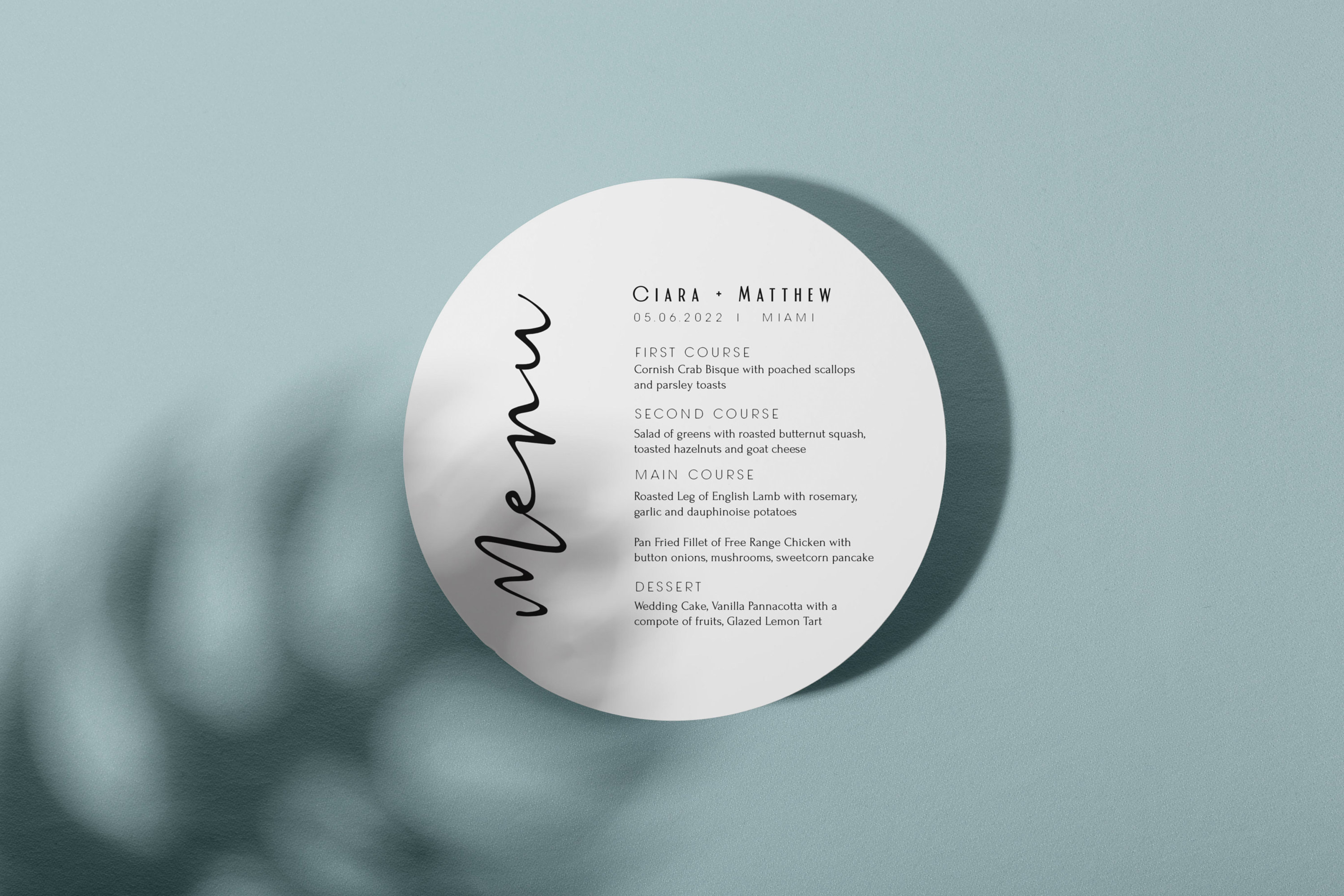 CIARA Round Minimalist Menu Template Editable Round Menu - Etsy