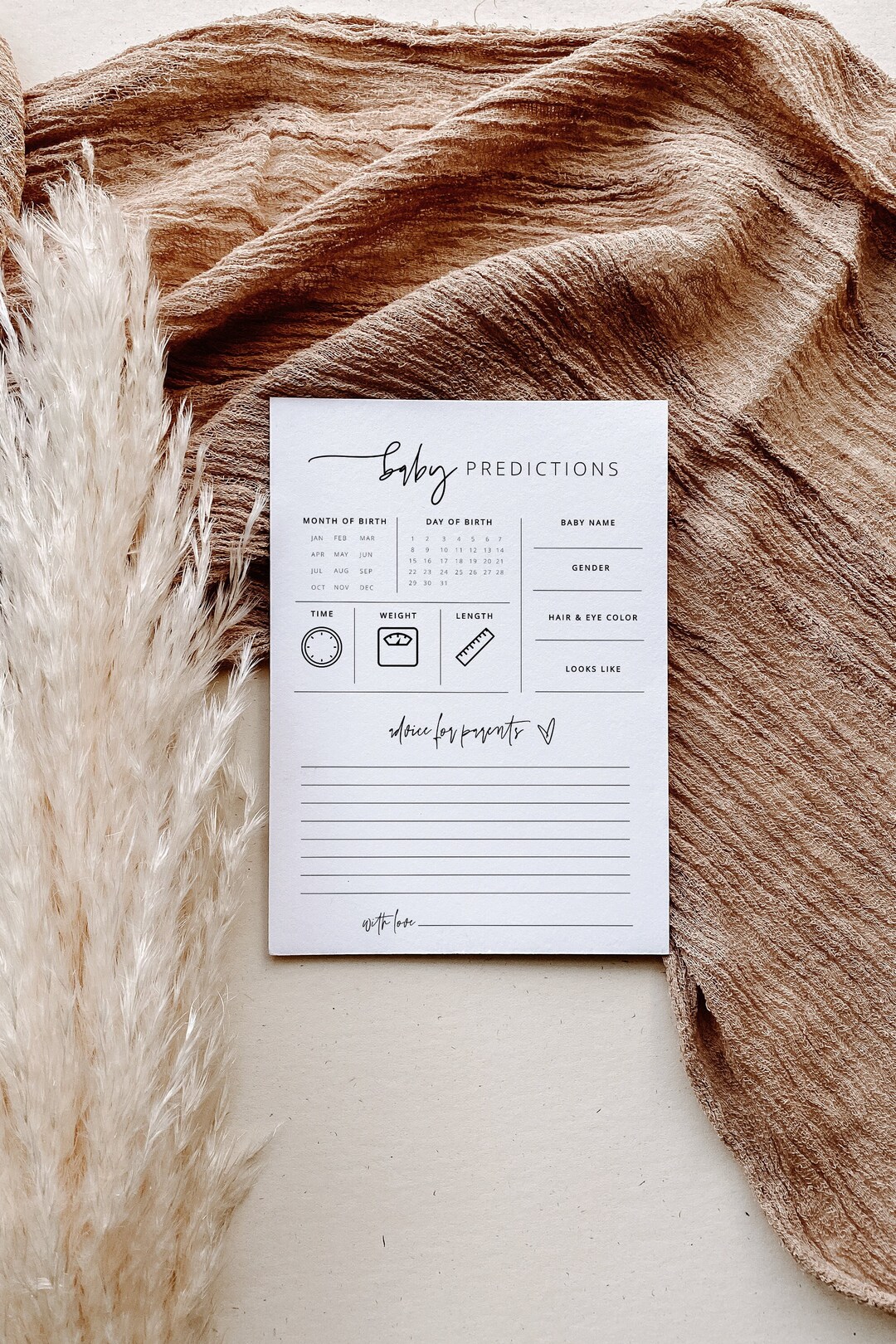 Baby Predictions and Advice Template, Baby Shower Games Printable, Fun ...