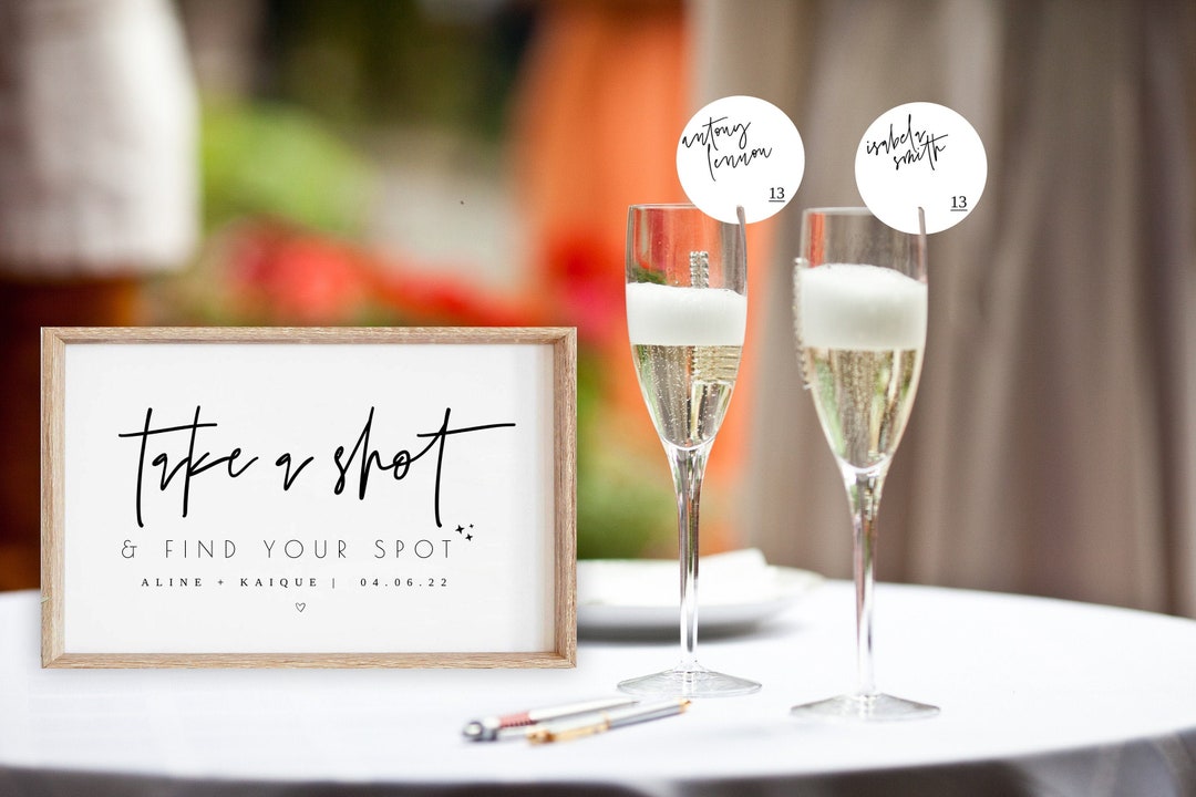 Ellia | Shot Glass Seating Chart Template, Champagne Seating Chart Tags ...