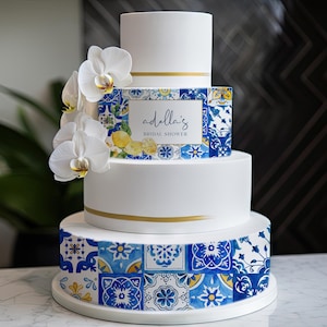 Positano Bridal Shower Decor, Italy Wedding Cake Wrap Pattern Printable ...