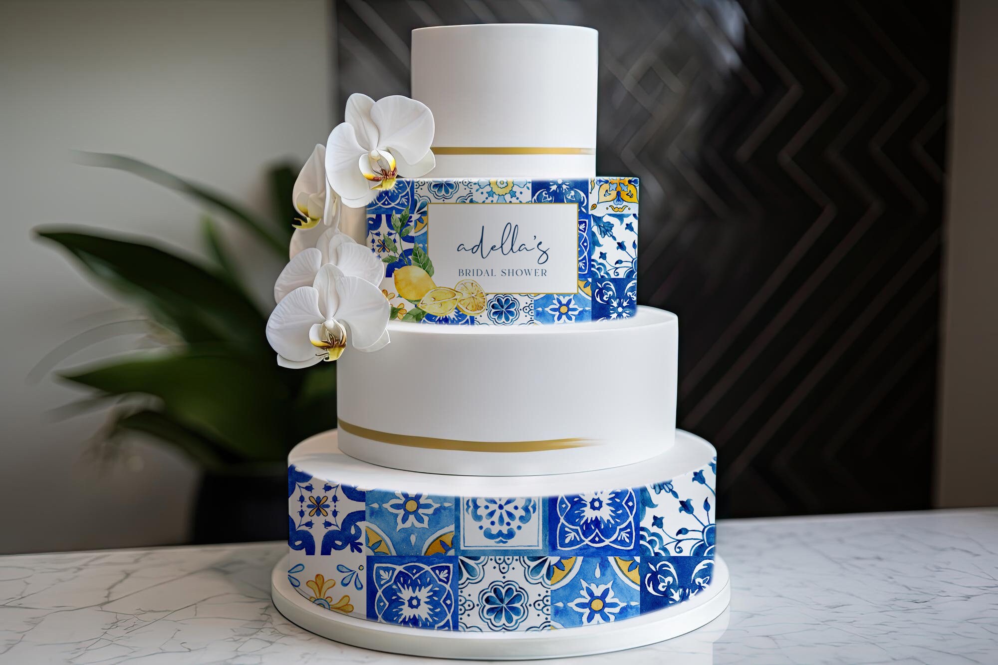 Positano Bridal Shower Decor, Italy Wedding Cake Wrap Pattern Printable ...