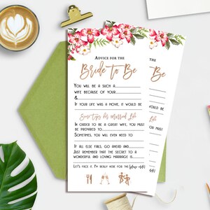 Marriage Advice Cards, Floral Bridal Shower Advice Card, Advice for the ...