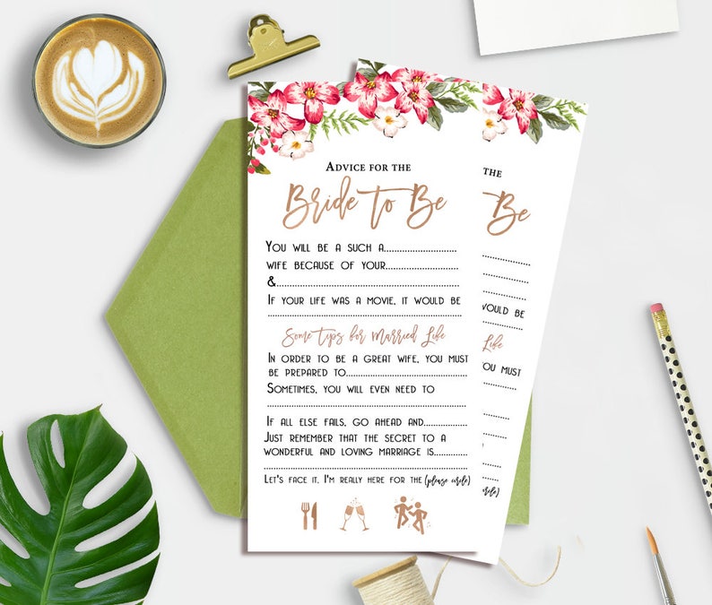 Marriage Advice Cards Floral Bridal Shower Advice Card - Etsy