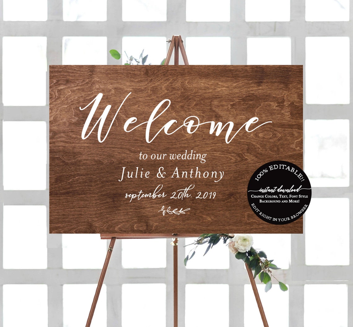 Rustic Wedding Signs Wood Template Instant Download Rustic | Etsy
