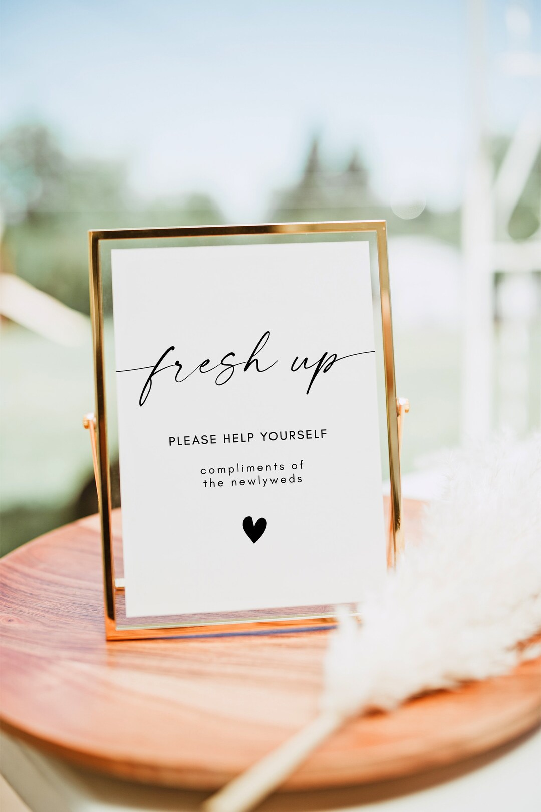 Minimalist Freshen up Sign Template, Elegant Wedding Bathroom Sign ...