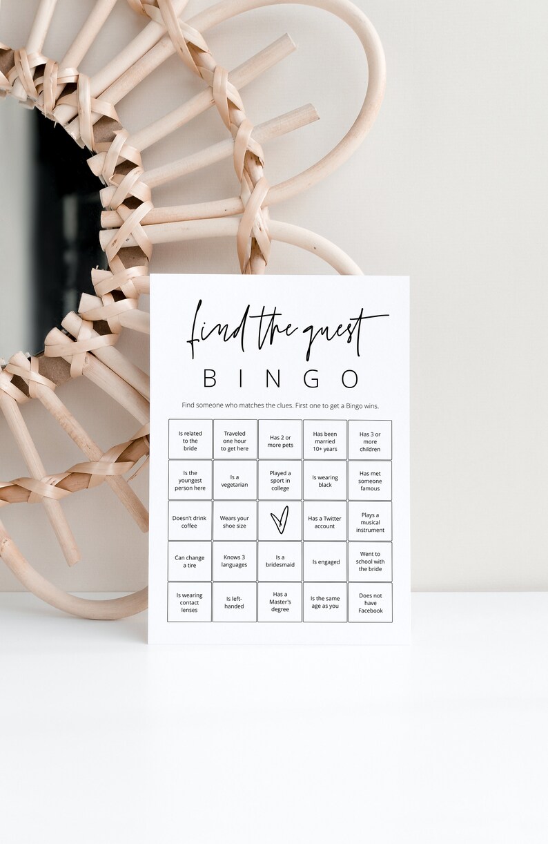 Find the Guest Bingo Wedding Reception Bingo Game Wedding - Etsy