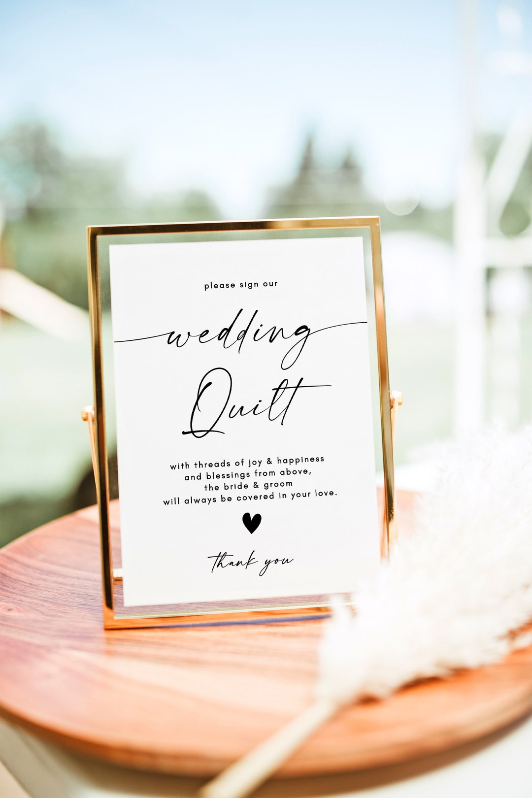 Please Sign Our Wedding Quilt, Minimalist Wedding Signs, Wedding Quilt ...