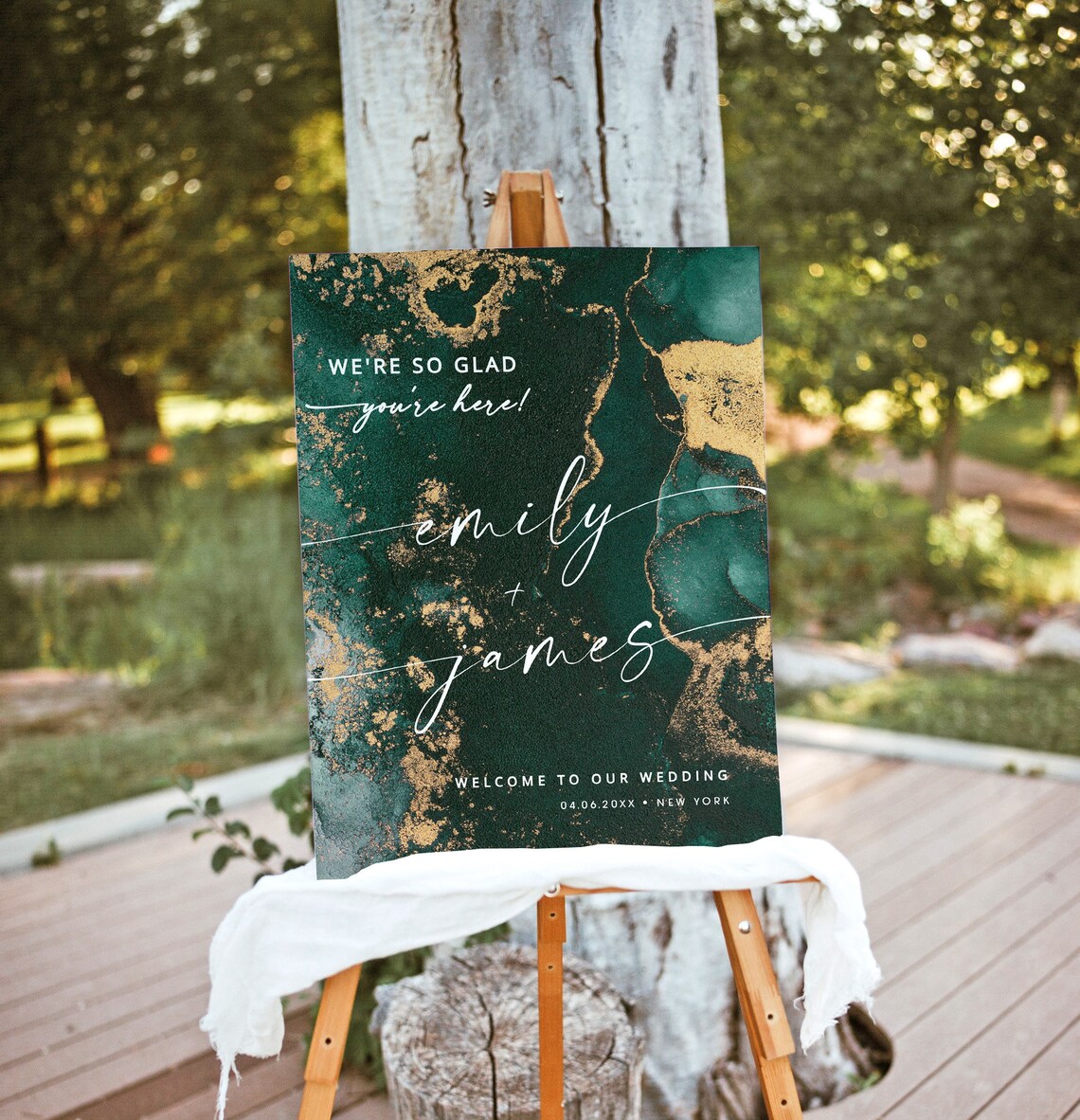 Emerald Watercolor Welcome Sign Template Printable Hunter - Etsy