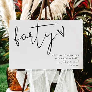 Forty Welcome Sign Template, Modern 40th Birthday Welcome Sign, Forty ...