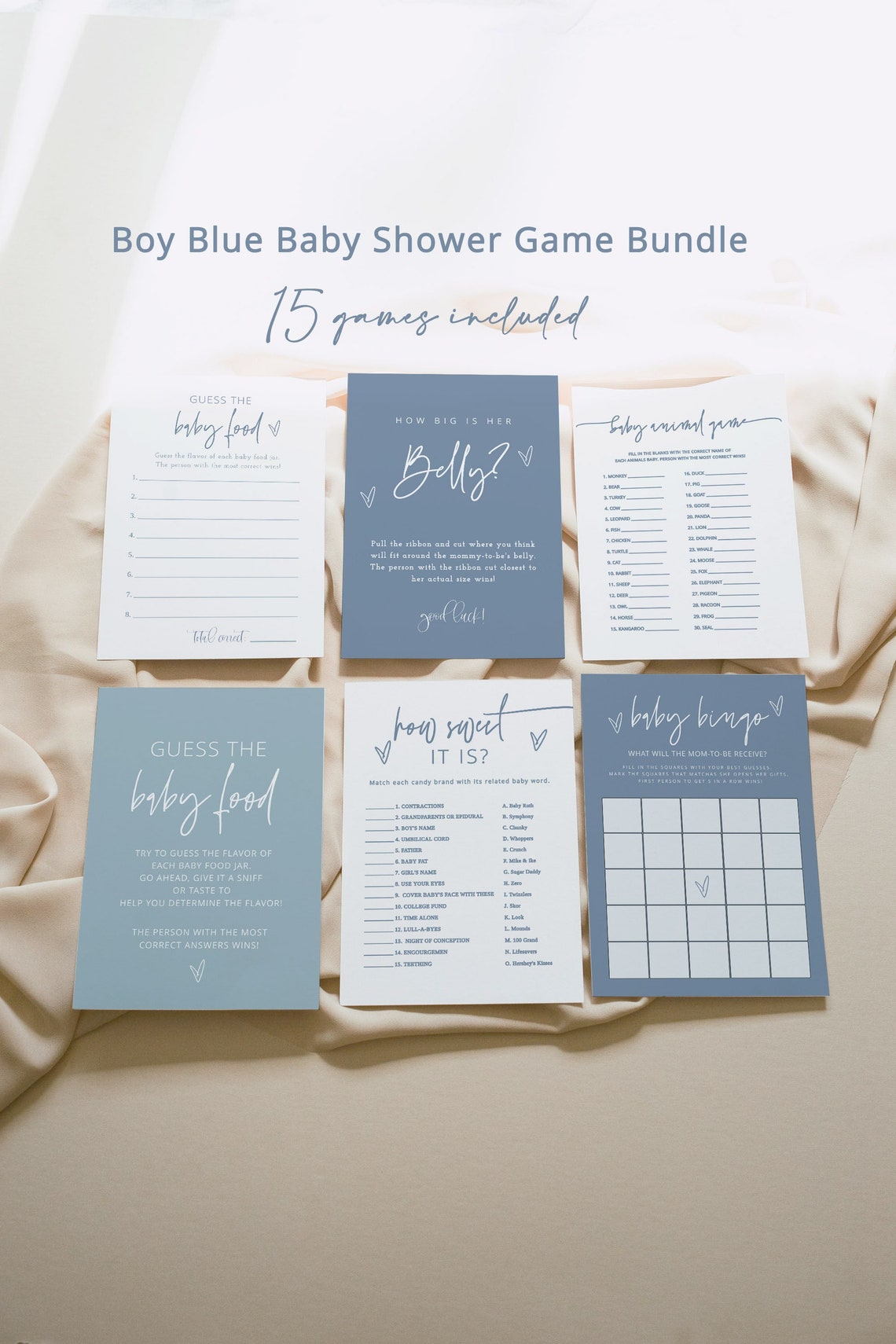 Boy Baby Shower Games Bundle Blue Baby Shower Games Template - Etsy