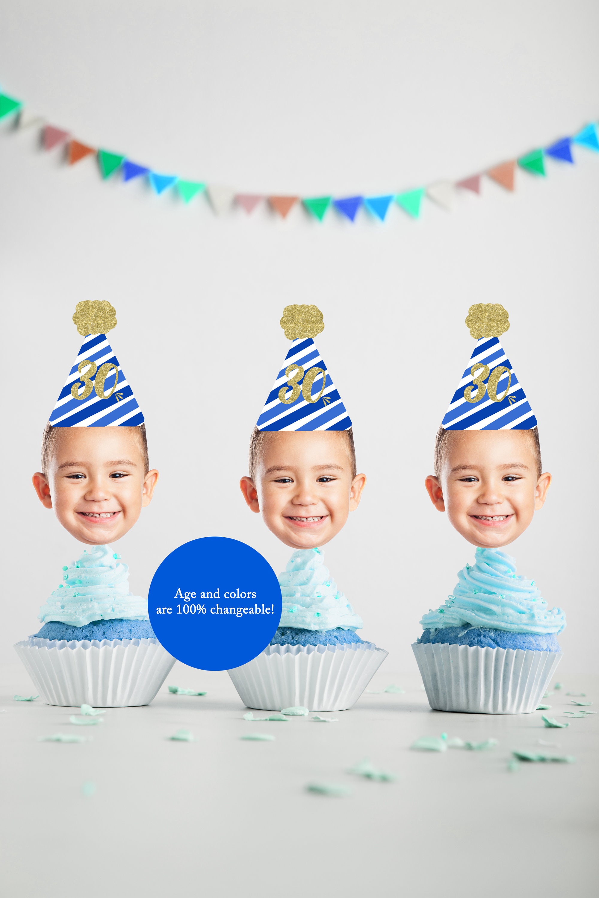 Birthday Cupcake Toppers With Photo, Printable Cupcake Topper, Cupcake ...