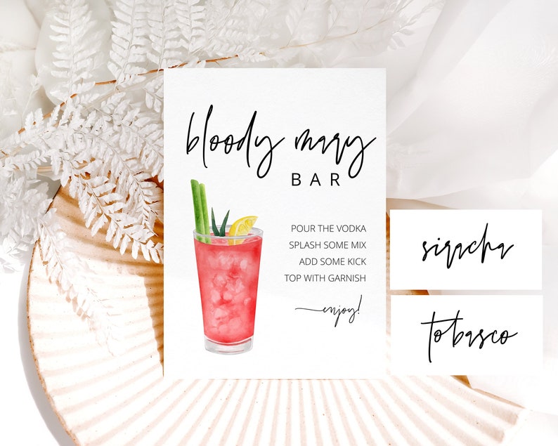 Bloody Mary Bar Sign Modern Bloody Bar Sign and Tags Wedding - Etsy