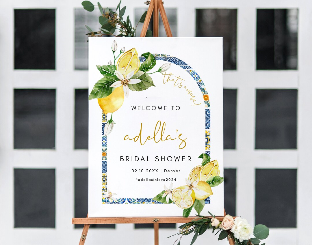 Mediterranean Welcome Bridal Shower, Blue Tiles Lemon Bridal Shower ...