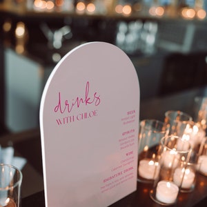 Cocktail Drinks Menu Signage, Modern Pink & Red Drinks Menu, Birthday ...
