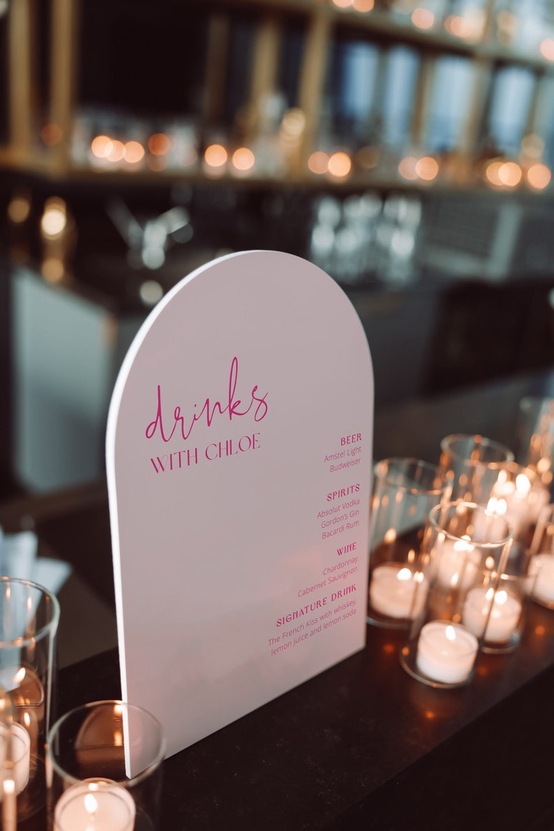 Cocktail Drinks Menu Signage Modern Pink & Red Drinks Menu - Etsy