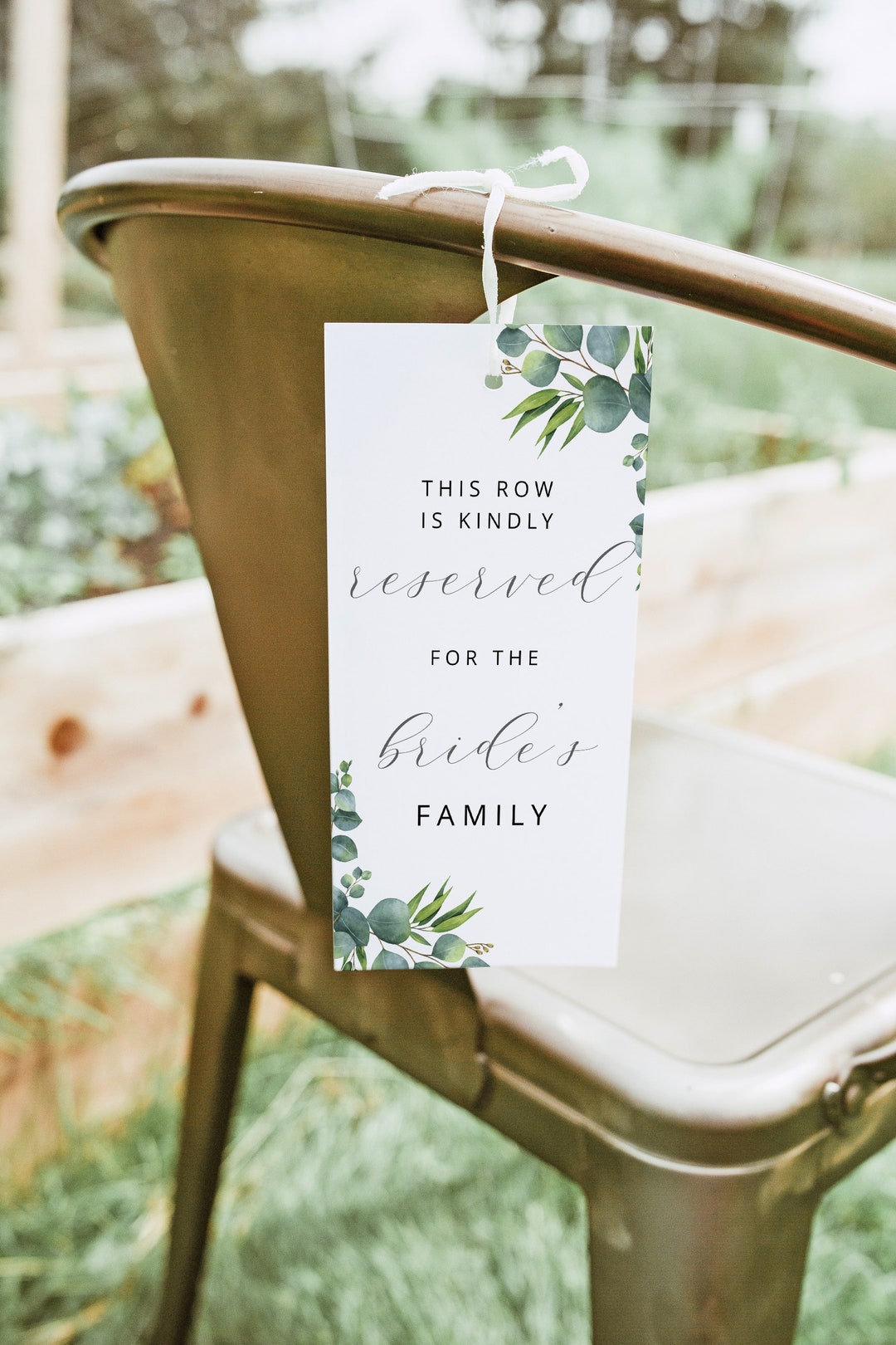 Greenery Eucalyptus Wedding Reserved Chair Tag, Greenery Wedding ...