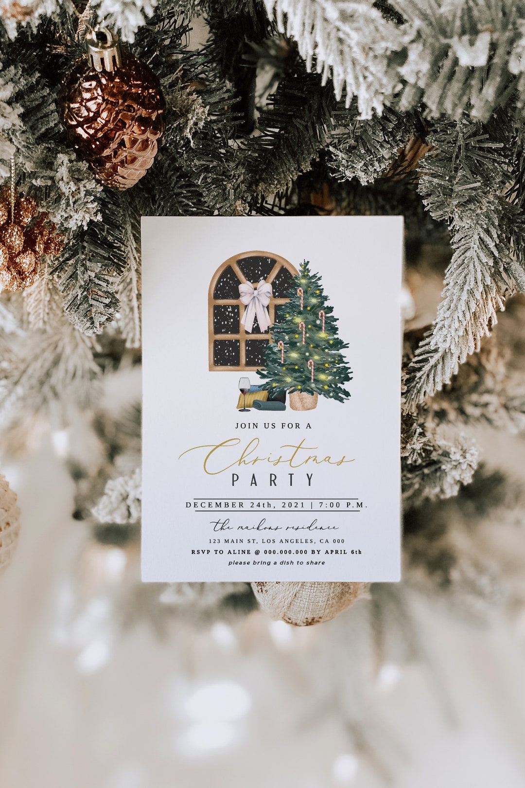 Christmas Invitation, Christmas Trees Party Invitation, Holiday Trees ...