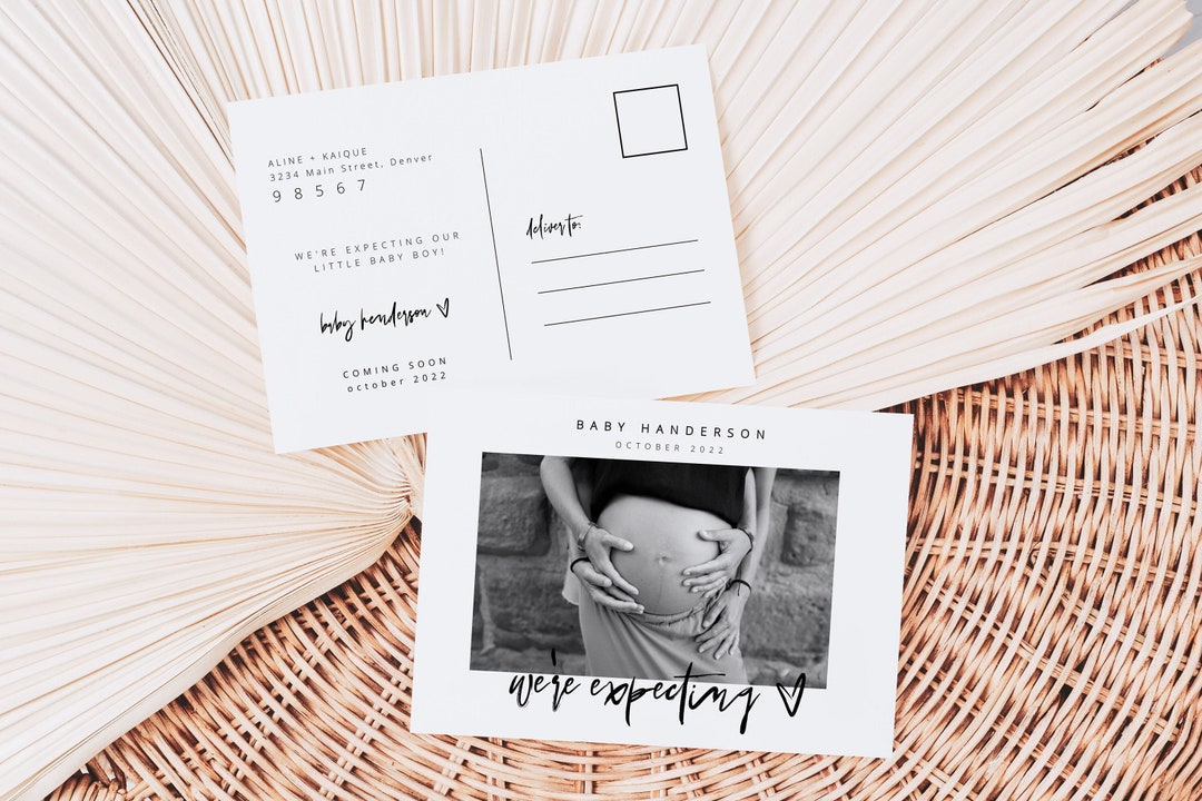 Baby Announcement Postcard Template, Pregnancy Announcement Postcard ...