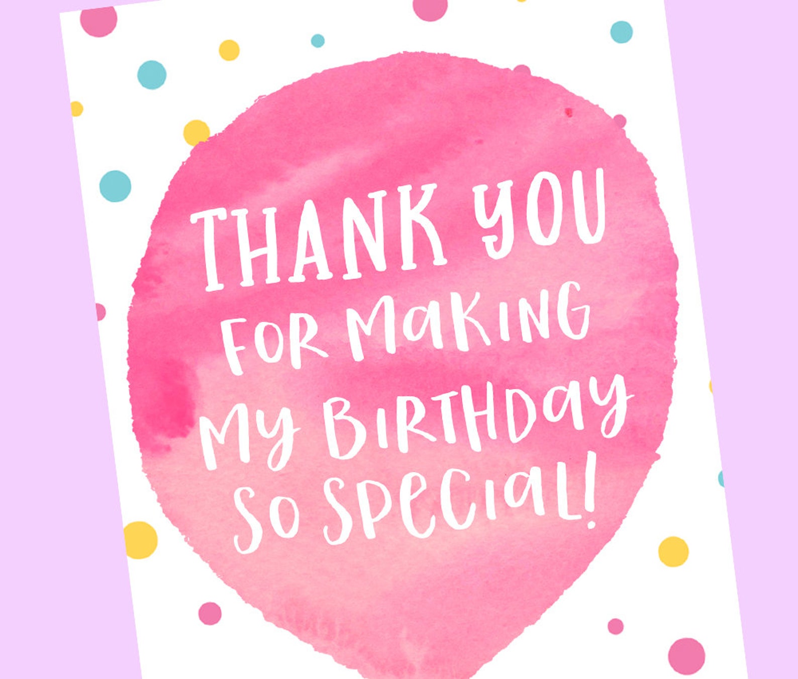 Thank You Card Birthday Printable Balloon Birthday Thank You | Etsy