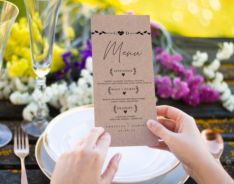 Wedding Menu Printable Wedding Menu Menu Card Printable - Etsy
