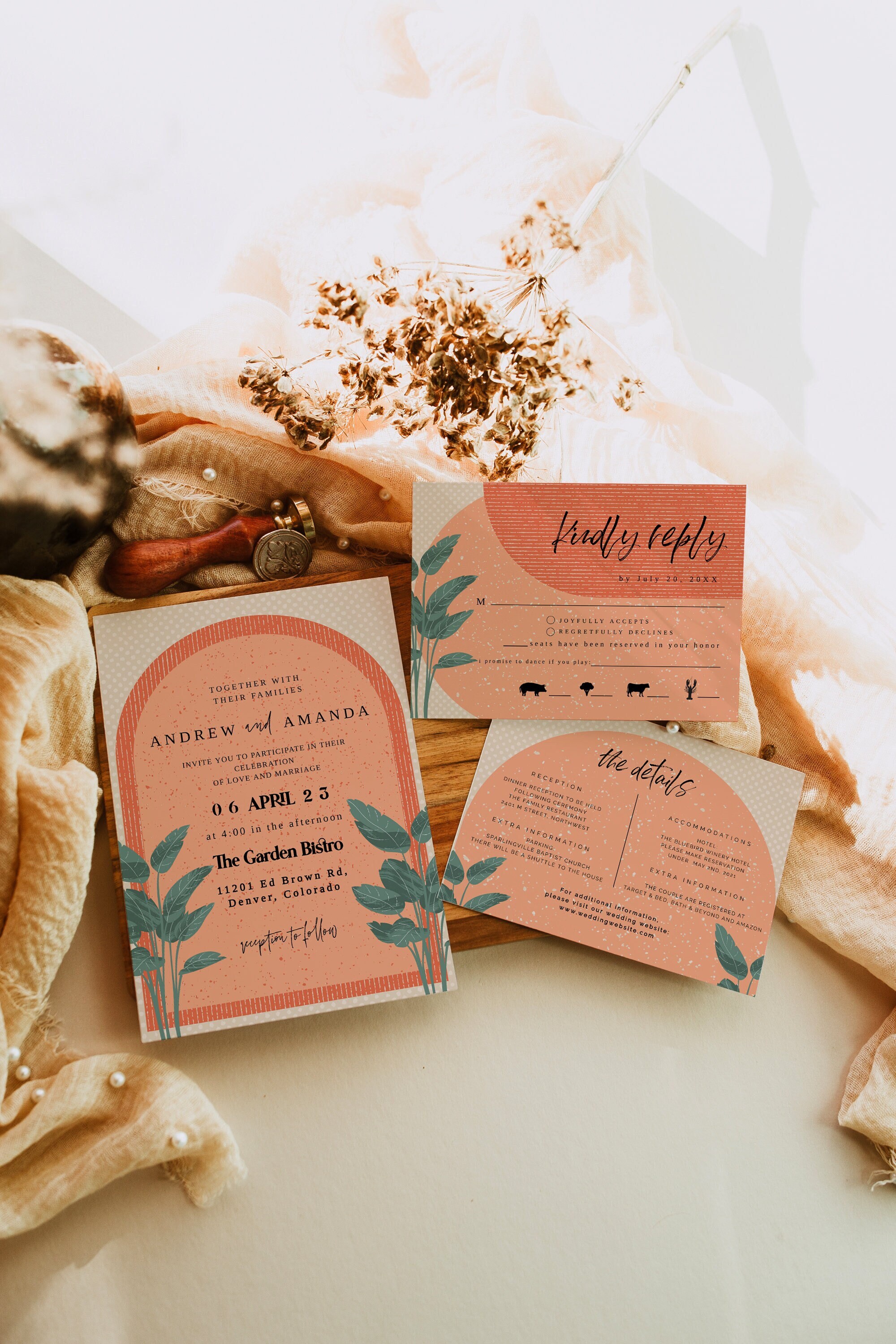 LANA Rust Wedding Invitation Template Desert Wedding - Etsy