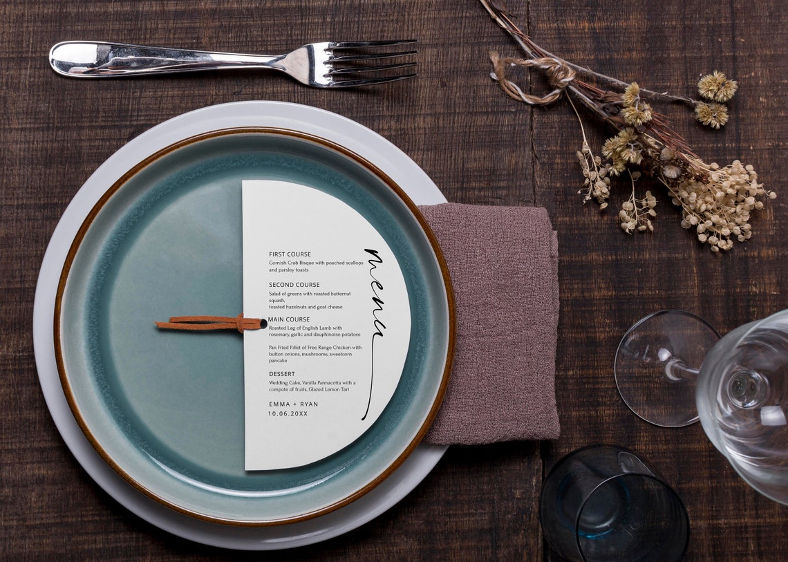 MIA | Wedding Half Moon Menu Editable Printable, Minimalist Arched Menu ...