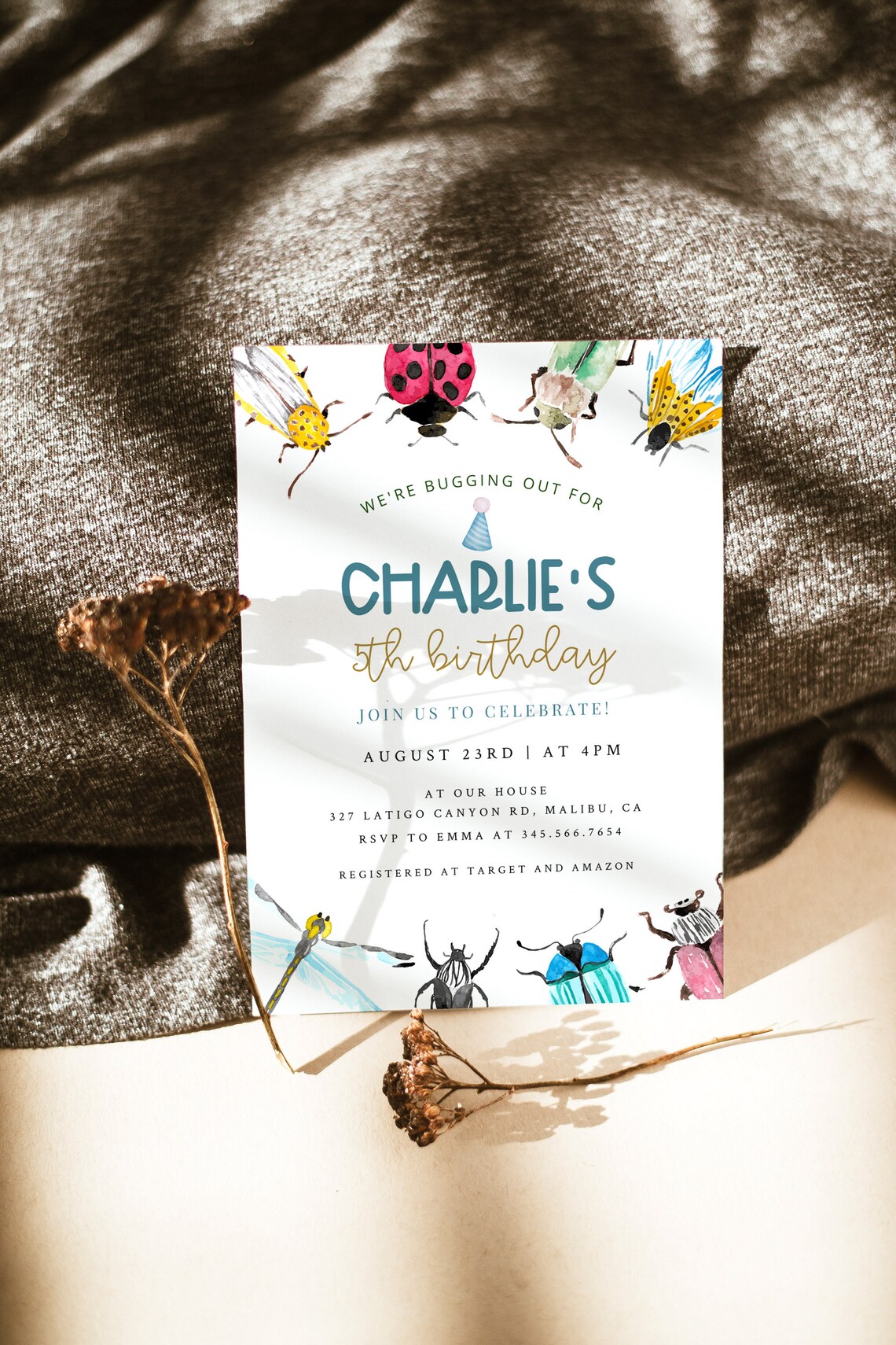 Bug Birthday Invitation Insect Birthday Invitation Garden - Etsy