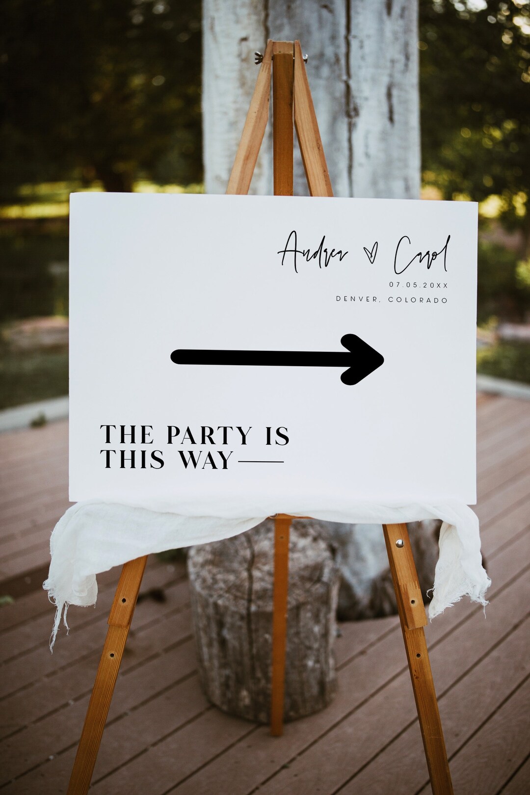 Ellia | Modern Wedding Direction Sign, Reception Direction Sign ...