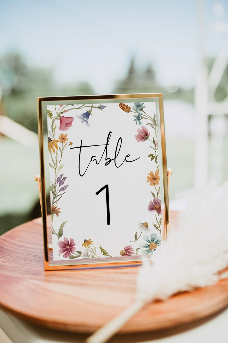 Martha Wildflower Table Number Template Wildflower Wedding - Etsy