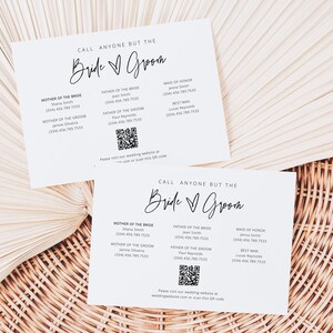 Wedding Contact List Card, Call Anyone but the Bride, Wedding Phone ...