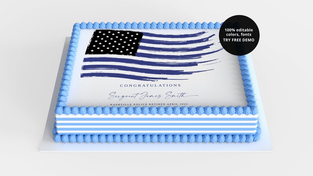 Police Cake Topper TEMPLATE, Printable Police Retirement Cake Topper ...