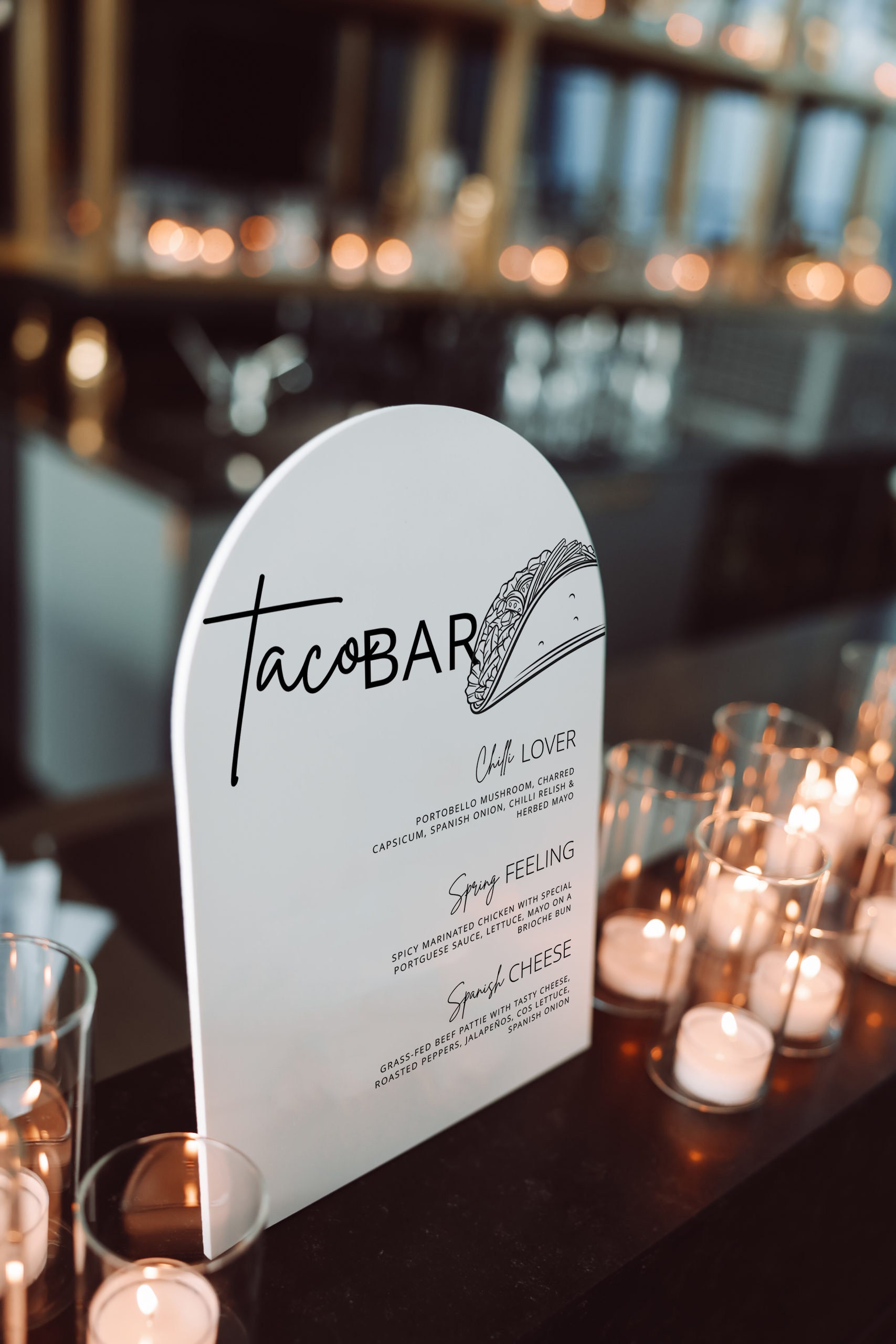 Taco Bar Menu Sign Printable, Taco Station Party Sign, Taco Wedding Bar ...